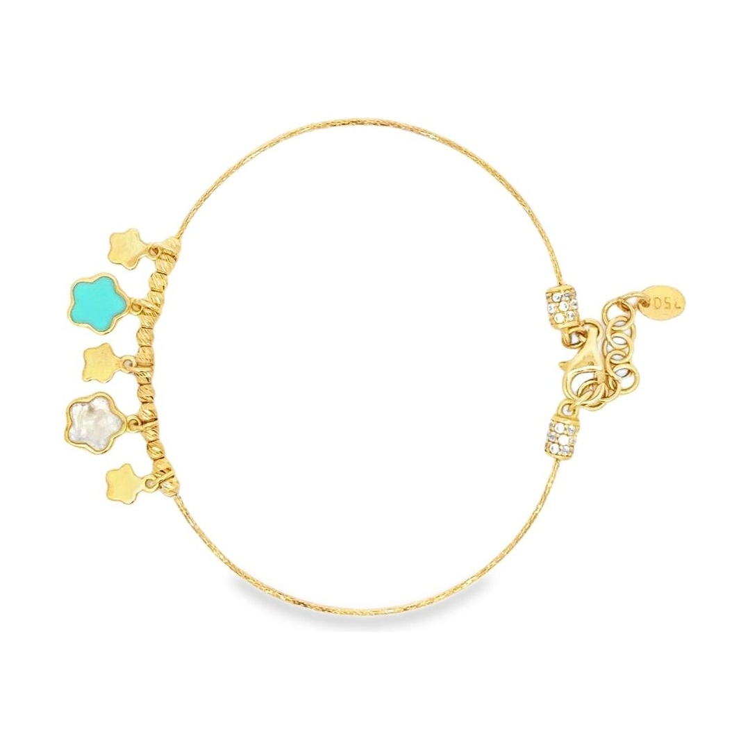 18K Yellow Gold Bracelet with Enamel Charms