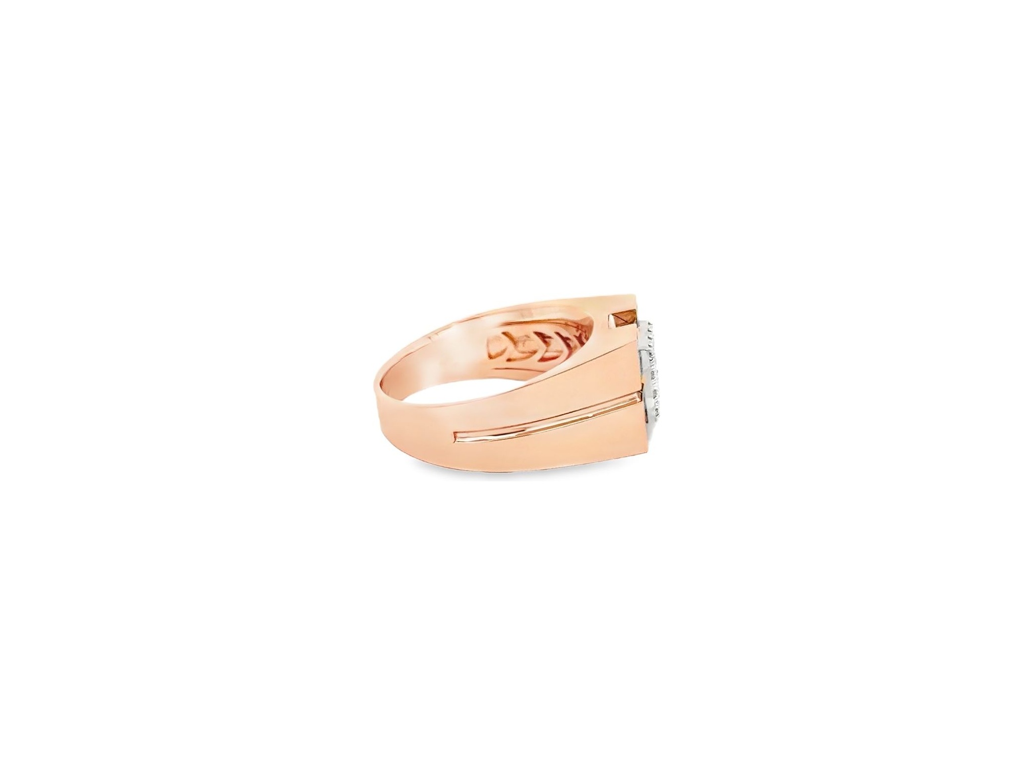 18K Rose Gold Men's Ring with Pavé-Set Natural Round Diamonds in ...