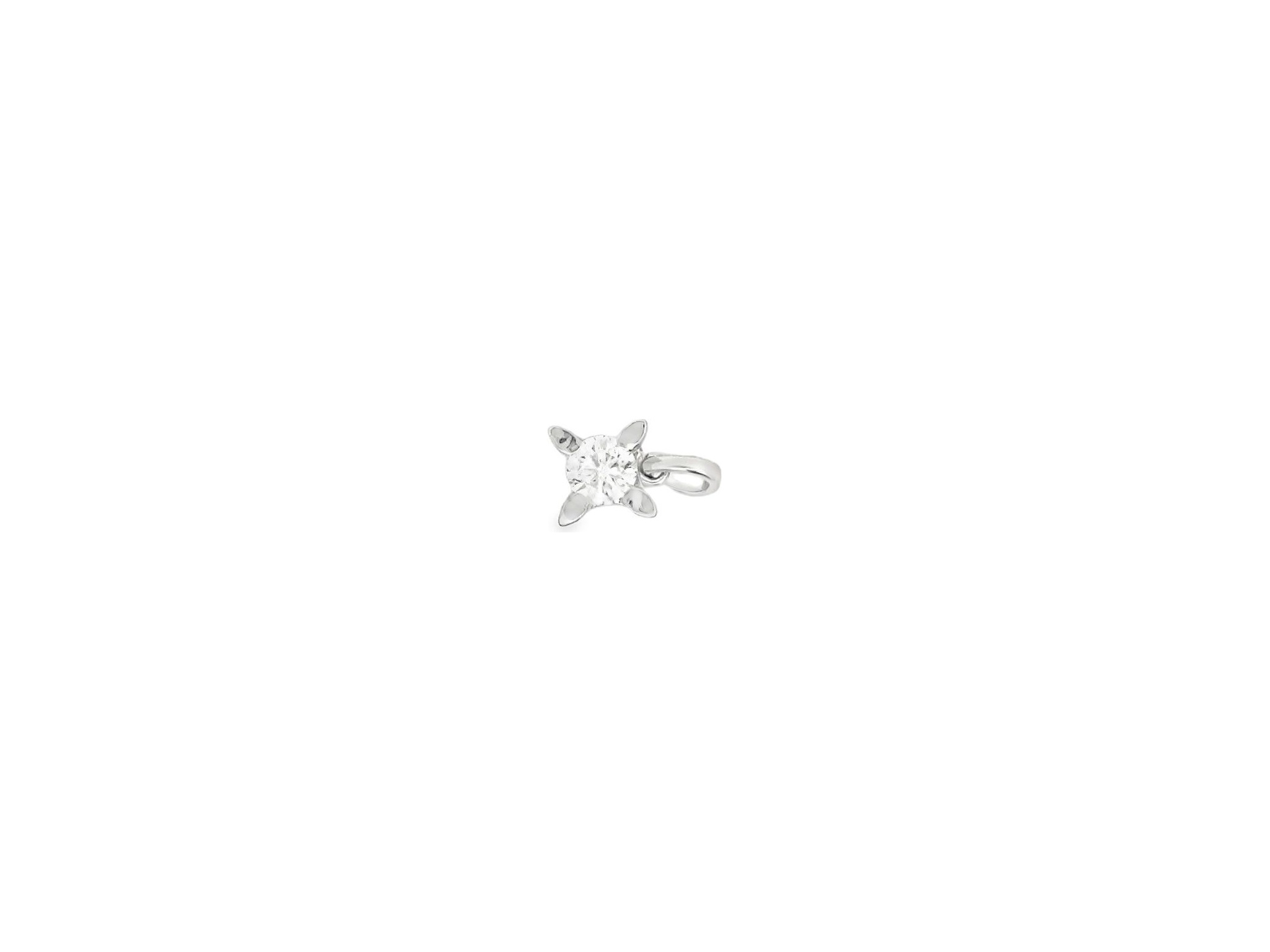 18K White Gold Solitaire Pendant with Natural Round Diamond