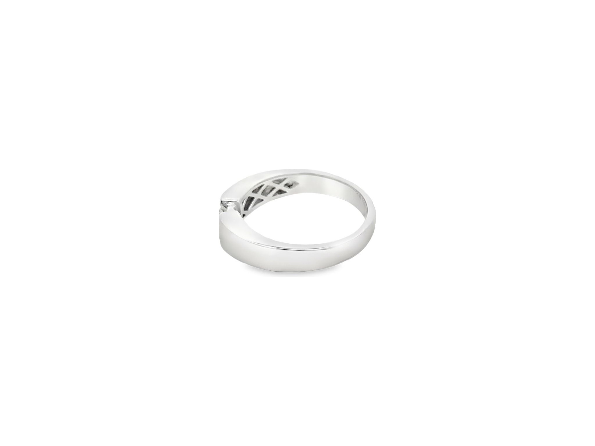 18K White Gold Men's Ring with Natural Princess-Cut Diamond