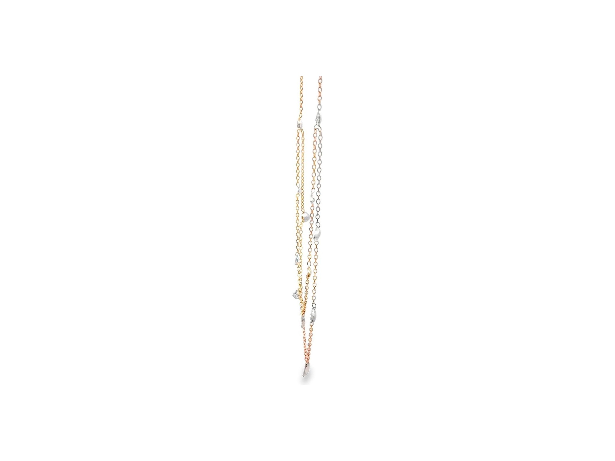 18K Rose Gold Double Layer Necklace with Natural Round Diamonds