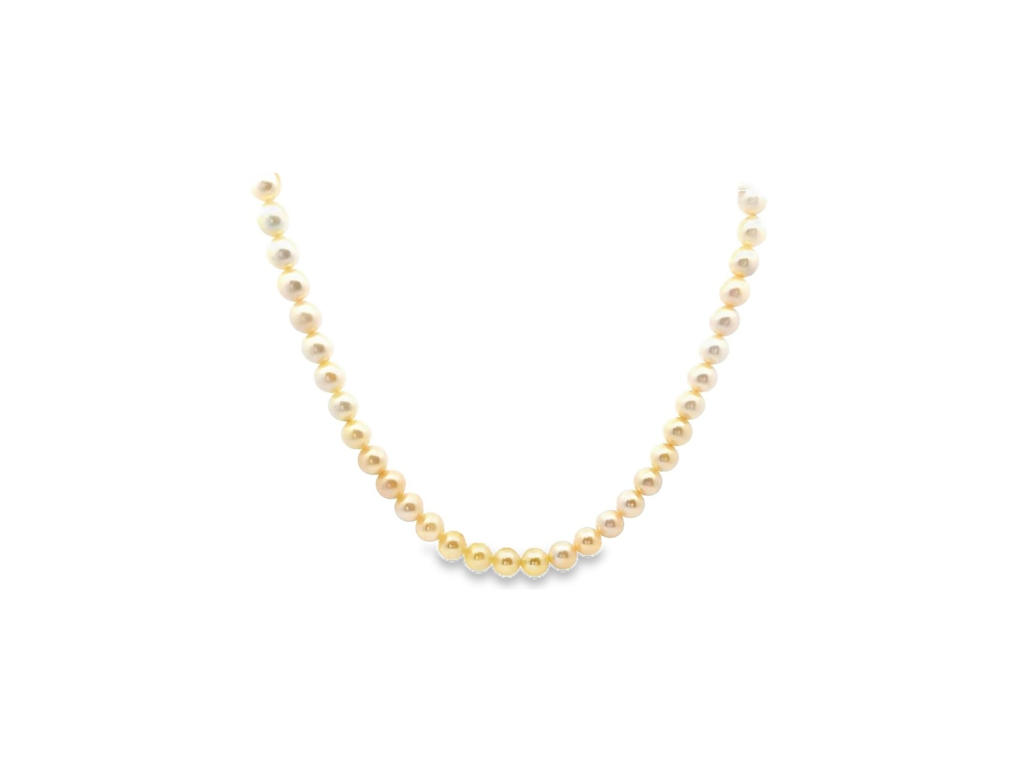 Luxurious 9–10mm Japanese Akoya Pearl Strand Necklace with 18K Yellow ...