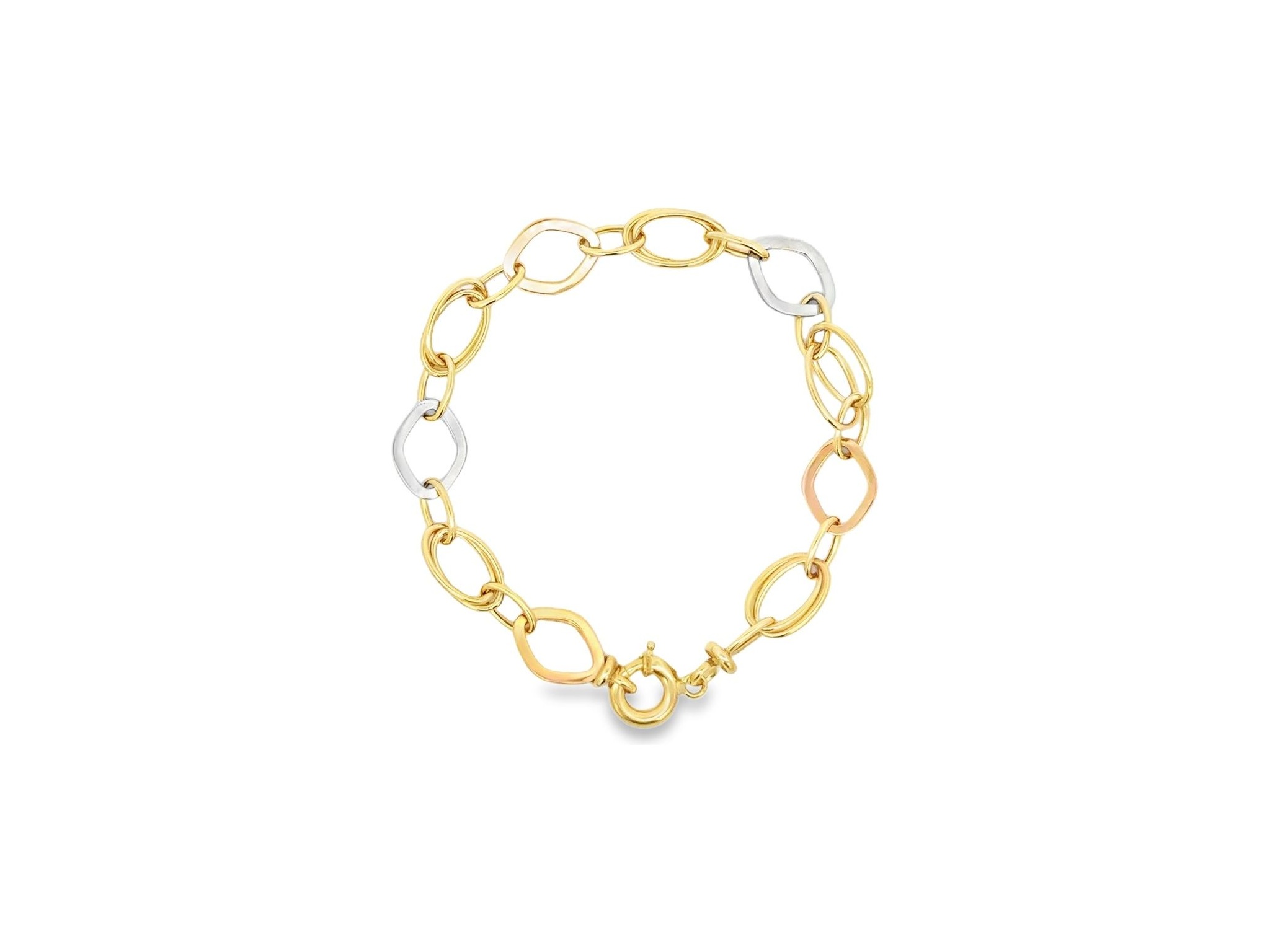 18K Two-Tone Gold Marquise Link Bracelet