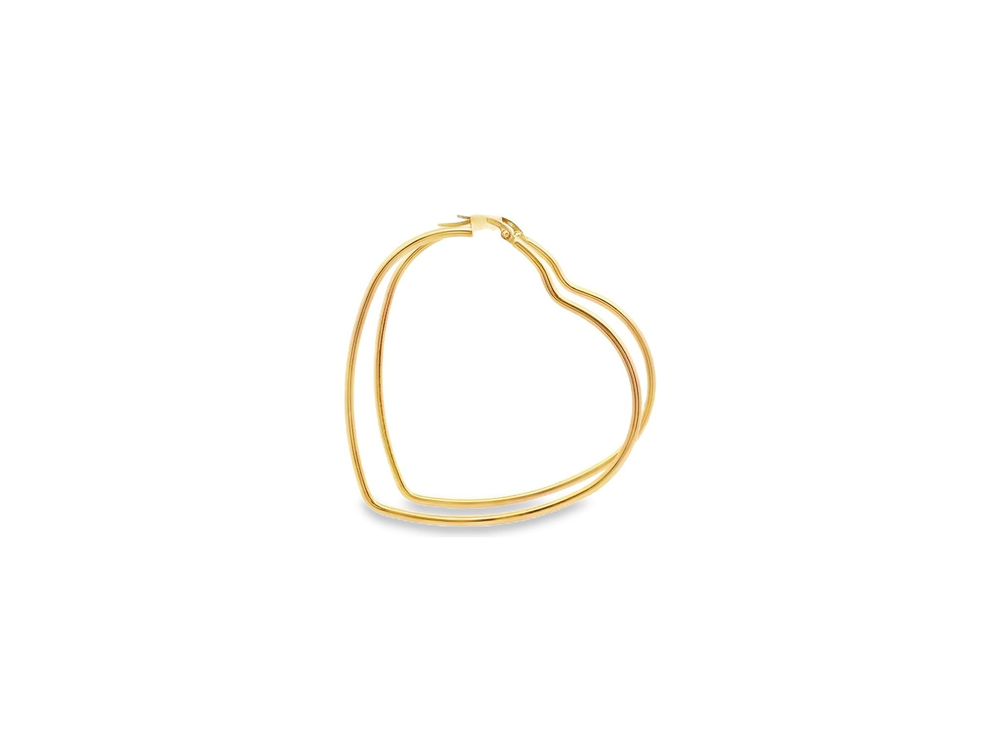 18k yellow gold heart shape hoop earring